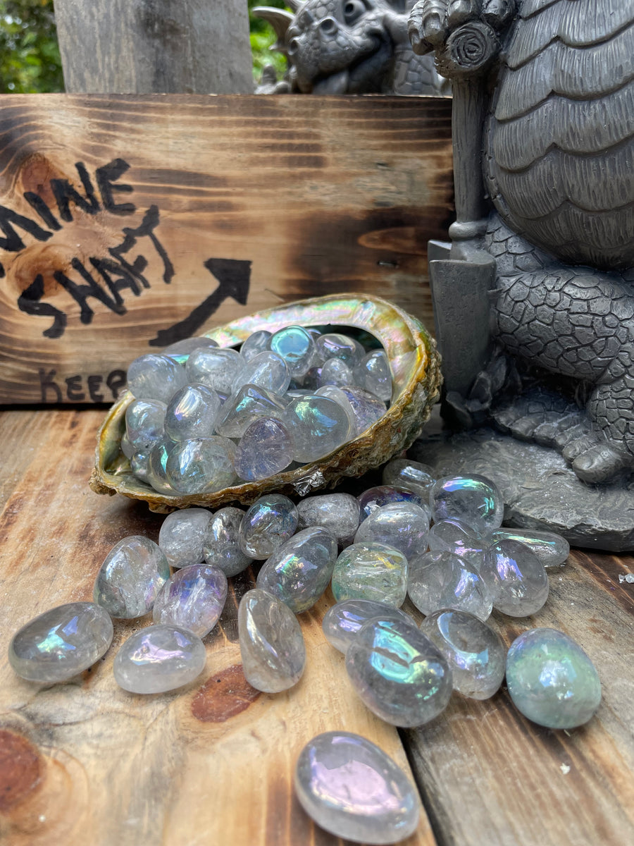 Titanium Angel Aura Quartz Tumbled – Dragon's Den Crystals & Stones
